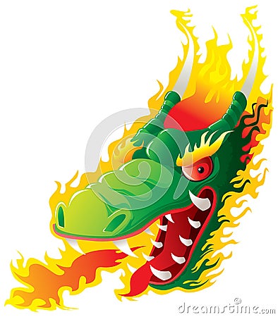 Dragon Head On Fire Vector Illustration | CartoonDealer.com #15409150