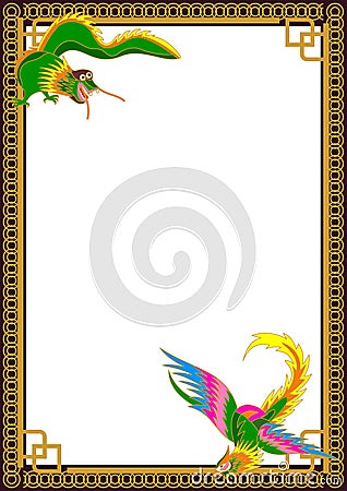Dragon Phoenix Border Vector Illustration | CartoonDealer.com #12132934