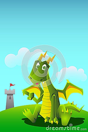 Dragon Pointing At Tower Vector Illustration | CartoonDealer.com #53844900