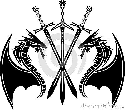 Dragons And Swords Cartoon Vector | CartoonDealer.com #19124925
