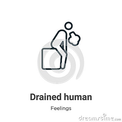 Drained Human Outline Vector Icon. Thin Line Black Drained Human Icon ...