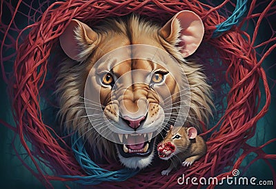 Dramatic And Intense Illustration Of A Mouse Gnawing At A Tangled Web ...