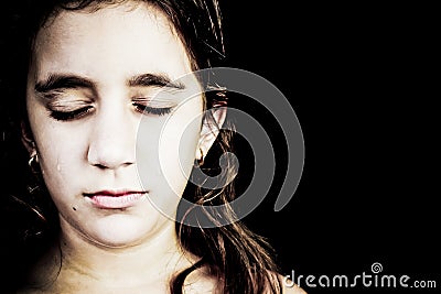 Dramatic Portrait Of A Very Sad Girl Crying Stock Photography ...