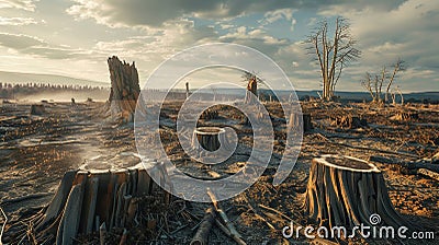 Dramatic Portrayal Of Deforestation And Desertification With Barren ...