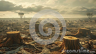 A Dramatic Portrayal Of Deforestation And Desertification, Showcasing ...