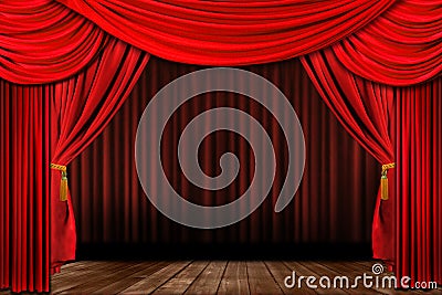Dramatic Red Old Fashioned Elegant Theater Stage Stock Photography ...