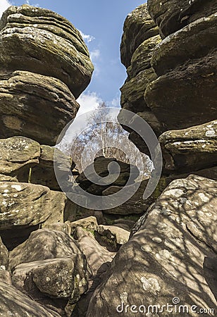 Dramatic Rock Structure At Brimham Rocks In Yorkshire, England. Royalty ...