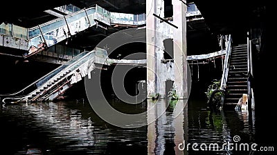Dramatic Video of Damaged and Abandoned Shopping Mall Stock Footage ...