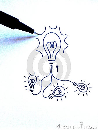 Draw Of Ideas Making A Bigger One, With A Pen Stock Image ...