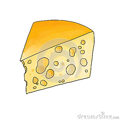 Drawing Cheese Emmental Isolated At White Background Stock Illustration ...