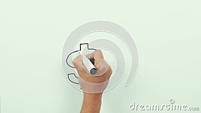 Drawing a Dollar Sign with Up Arrow. Black Marker on Whiteboard Stock ...