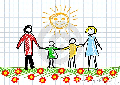 Drawing of family stock illustration. Illustration of love - 21605917