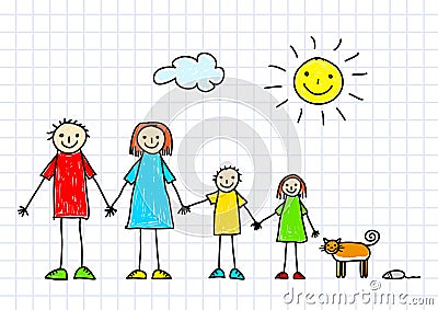 Drawing of family stock illustration. Illustration of love - 21605917