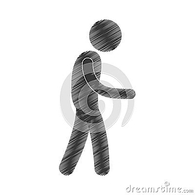 Drawing Man Walking Side View Figure Pictogram Royalty-Free Cartoon ...