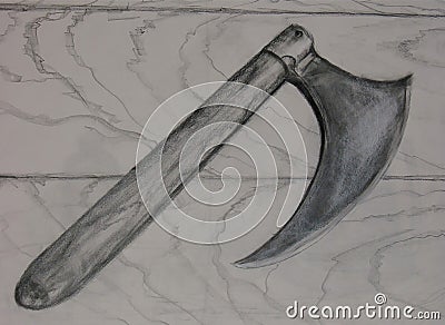 Drawing Of Medieval Battle Ax Stock Photos - Image: 157623