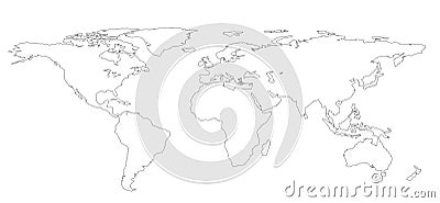 Drawing Outline World Map Isolated On White Background. Infographics ...