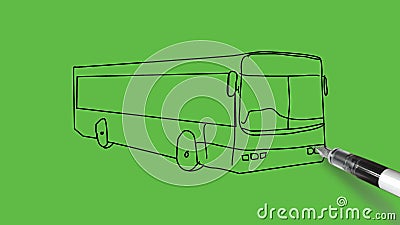 Drawing an Passenger Bus Front View with Black and Color Combination on ...