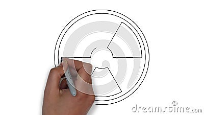 Drawing Radioactive Logo stock video. Video of animation - 56091589
