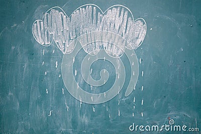 Drawing Of Rain Falling From Cloud On Chalkboard Royalty Free Stock ...