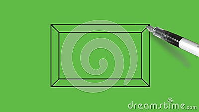 Drawing Rectangle Frame Design with Blue Border and Black Outline on ...