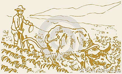 Sketch Of Doing Different Types Of Work By Former In A Agricultural ...