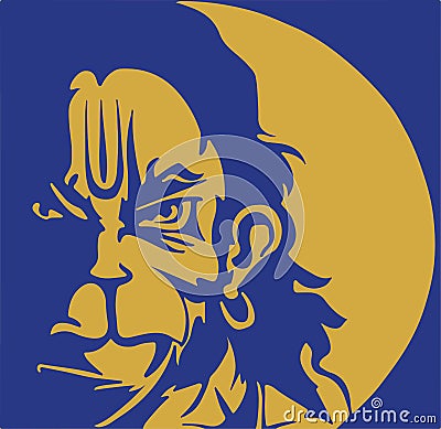 Sketch Of Sticker Angry Hanuman. Vector Editable Illustration Of ...