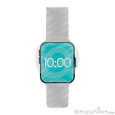 Drawing Smart Watch Wearable Technology Vector Illustration ...