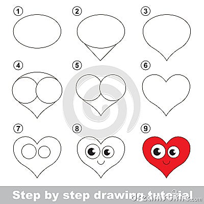 Drawing Tutorial. How To Draw A Heart Vector Illustration ...