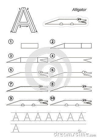 Drawing Tutorial For Letter. Vector Illustration | CartoonDealer.com ...