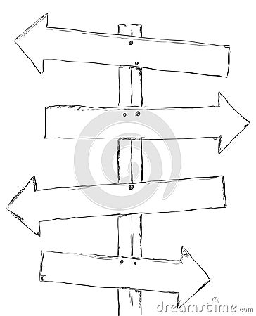Drawing Wooden Signpost Stock Vector - Image: 52927014