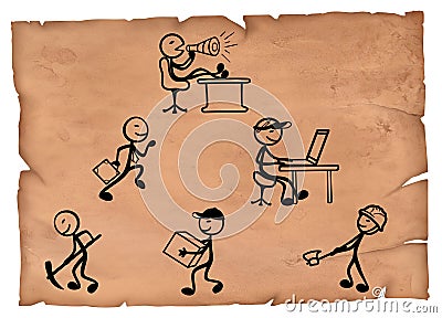 Drawing Of A Work Organizational Chart In A Bussines. Stock Image ...