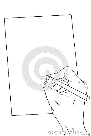 Drawn Illustration Of A Hand Writing A Letter Using A Pencil And Paper ...