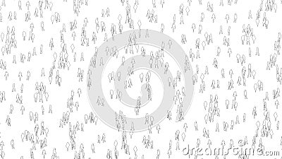Drawn Outline of Crowd of People in White Backdrop. Animation Stock ...