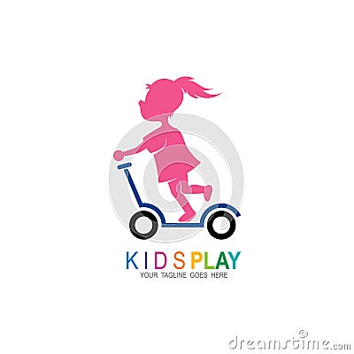 Children Play Logos With Happy, Playgroup Icon Vector Illustration ...