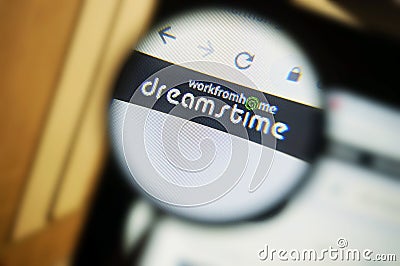 Dreamstime `Work From Home` Logo Under Magnifying Glass. Editorial ...