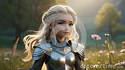 A 3drendered Cute Chibi Valkyrie Standing In A Serene Ai Generated ...