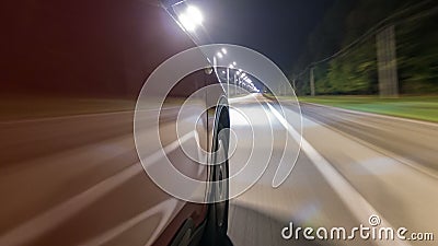 Drivelapse from Side of Car Moving on a Night Highway Timelapse ...
