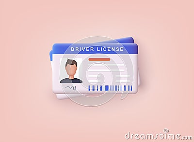 Driver License With Photo. Identification Or ID Card Template. Cartoon ...