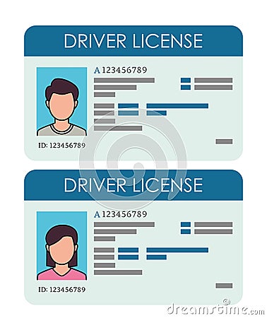 Driver`s License Template With Man And Woman Face Royalty-Free Cartoon ...