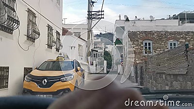 Driving a Car through the Narrow Streets of Turkey Stock Footage ...