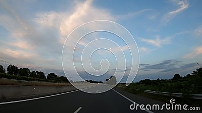 Driving On The Highway, Front View Stock Video - Video of lanes, post ...