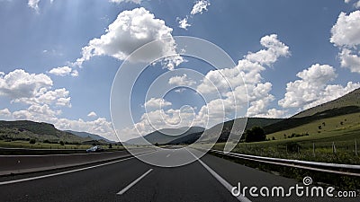 Driving on the Highway, Front View Stock Video - Video of departure ...