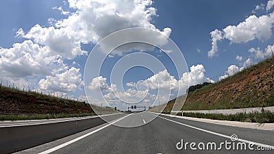 Driving on the Highway, Front View Stock Video - Video of land ...