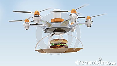 Drone Carrying Hamburger for Fast Food Delivery Concept Stock Video ...