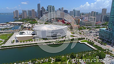 Drone downtown miami 4k stock video. Video of downtown - 96740237