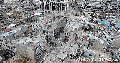 A Drone Flight on a Destroyed City Stock Video - Video of dust ...