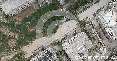 A Drone Flight on a Destroyed City Stock Footage - Video of home, homs ...