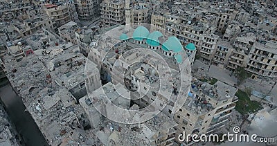 A Drone Flight on a Destroyed City Stock Video - Video of brick, islam ...