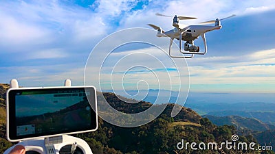 Drone Flying with Action Camera. Isolated on Green Screen Background ...