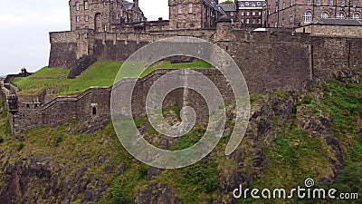 A Drone View of the Impregnable Walls of Edinburgh Castle. Stock ...